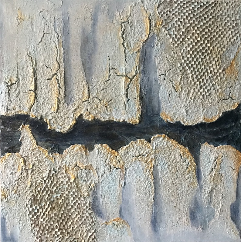 Original Acrylic Texture Art on Canvas With Craquelure Texture Paste ...