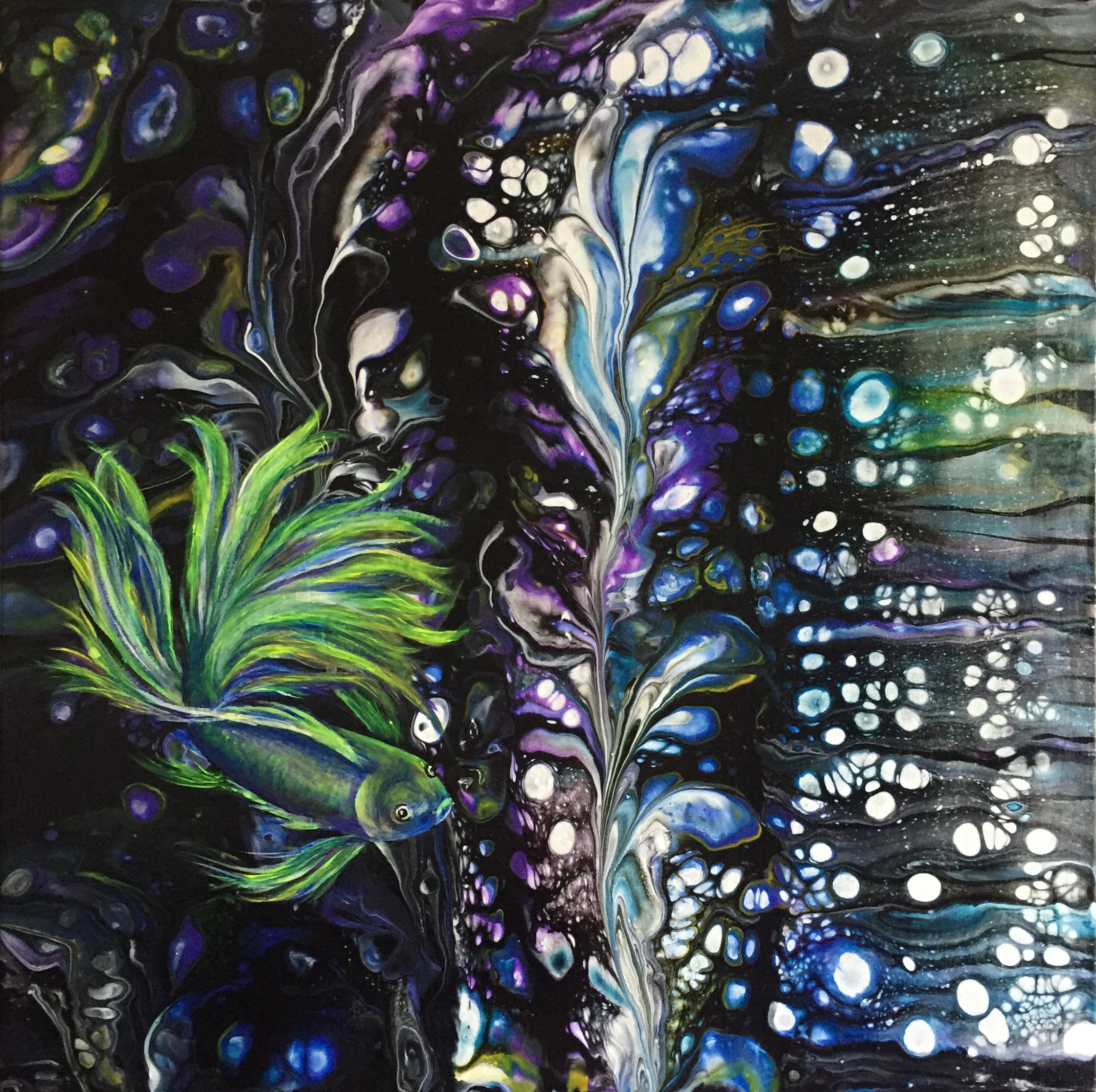 Acrylic Pour Painting on Canvas Fish Fluid Art Original - Etsy