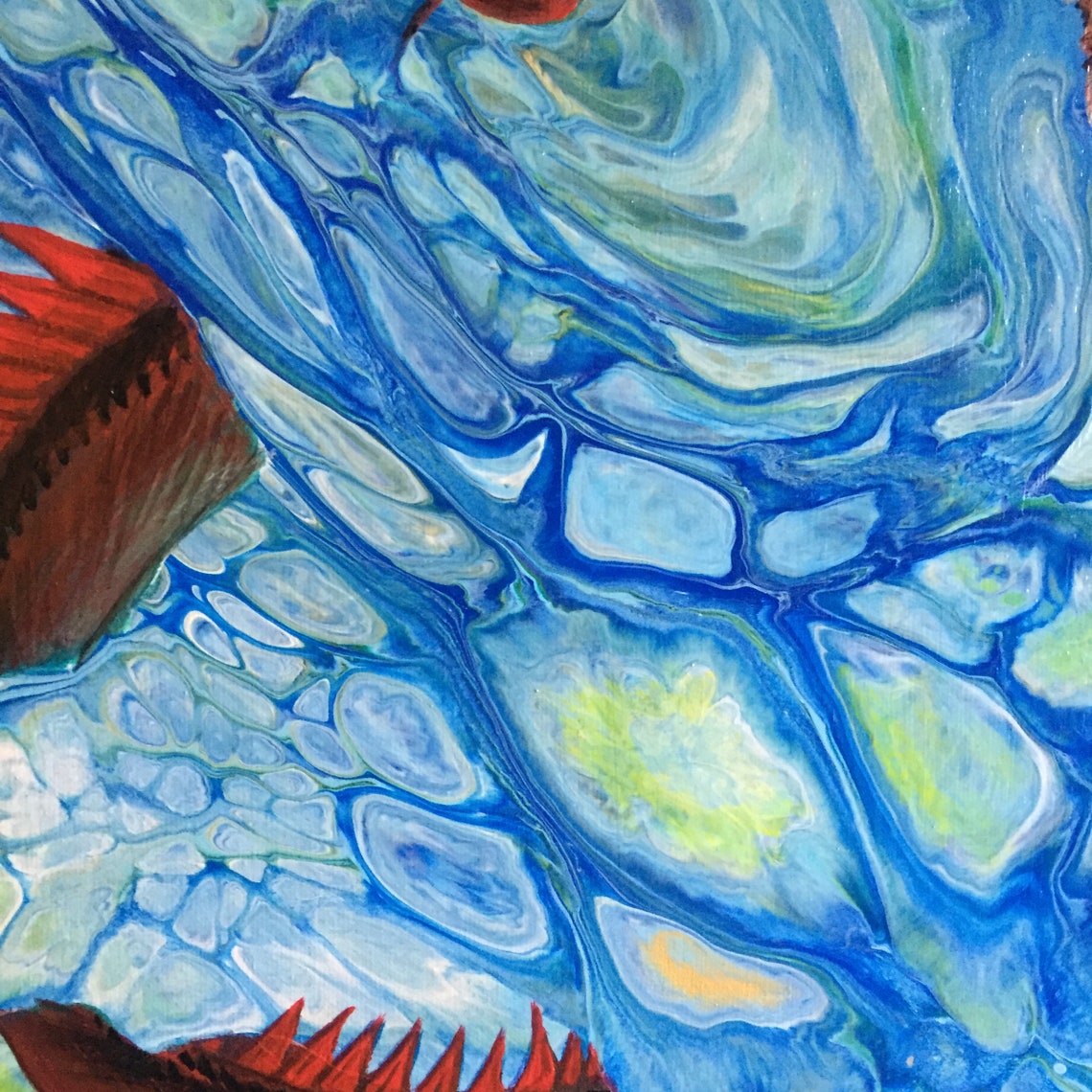 Dragon Acrylic Pour Painting on Canvas Fluid Art Original - Etsy