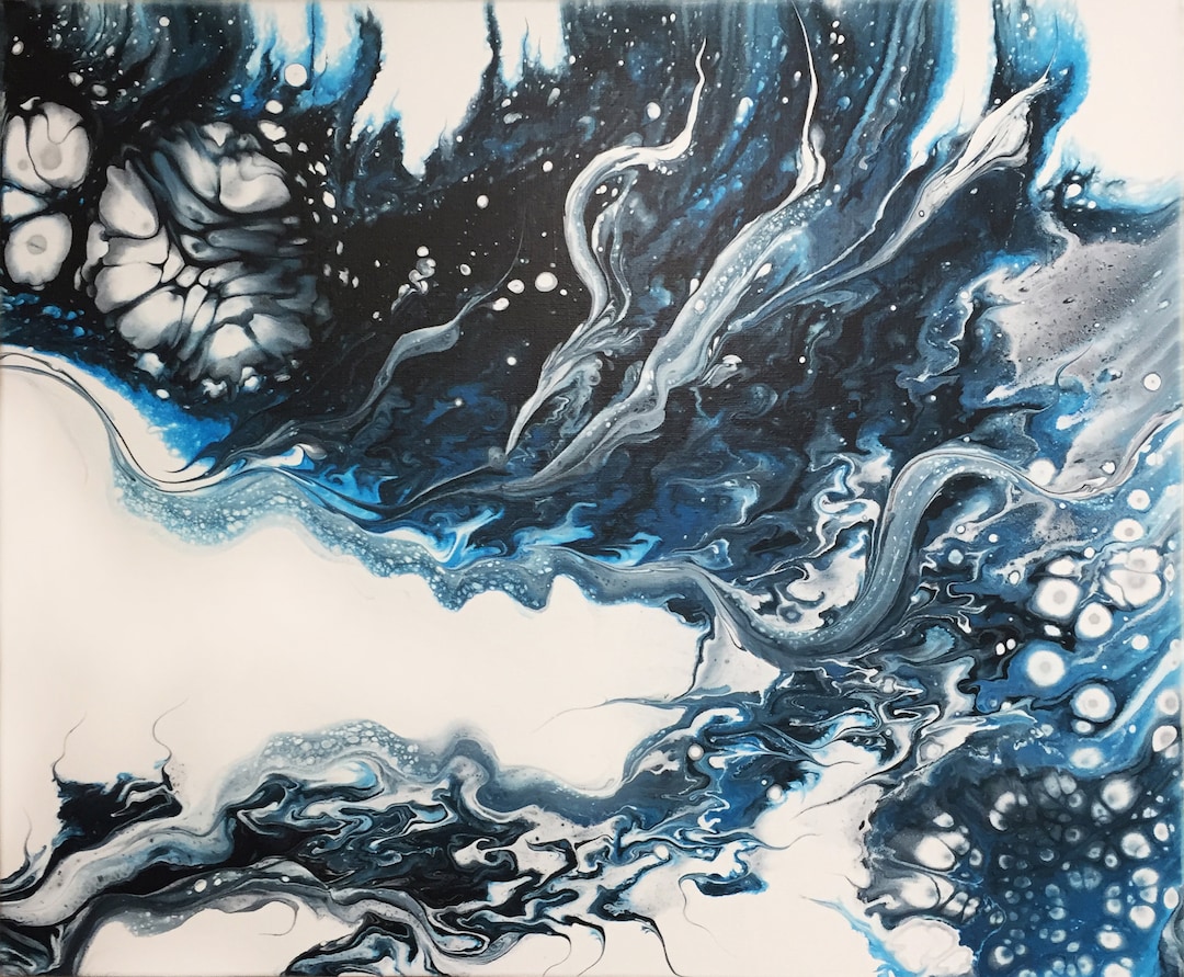 Acrylic Pour Painting on Canvas Fluid Art Pouring Art Original Painting ...