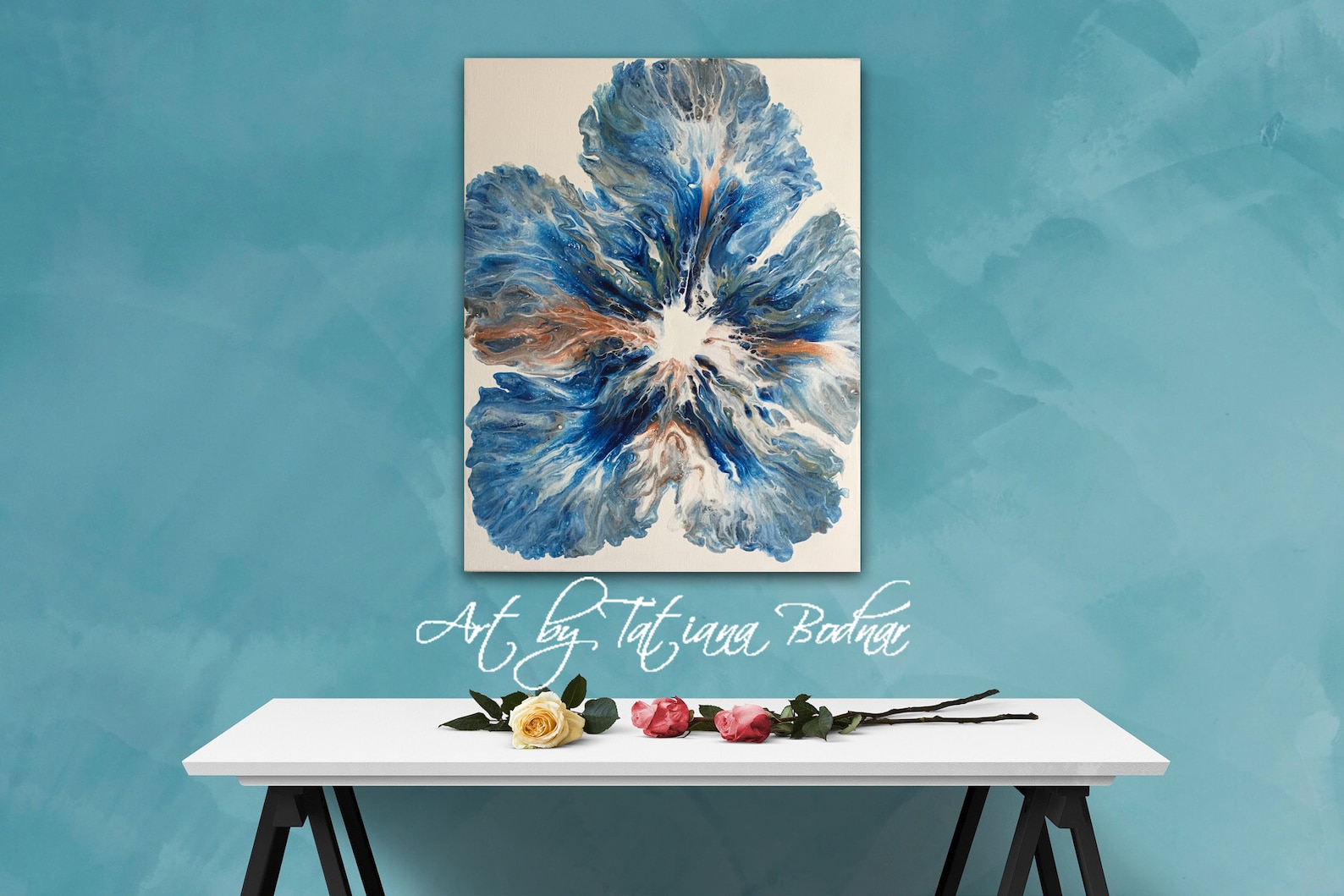Flowers Acrylic Pour Painting on Canvas Dutch Pour Fluid Art Abstract ...