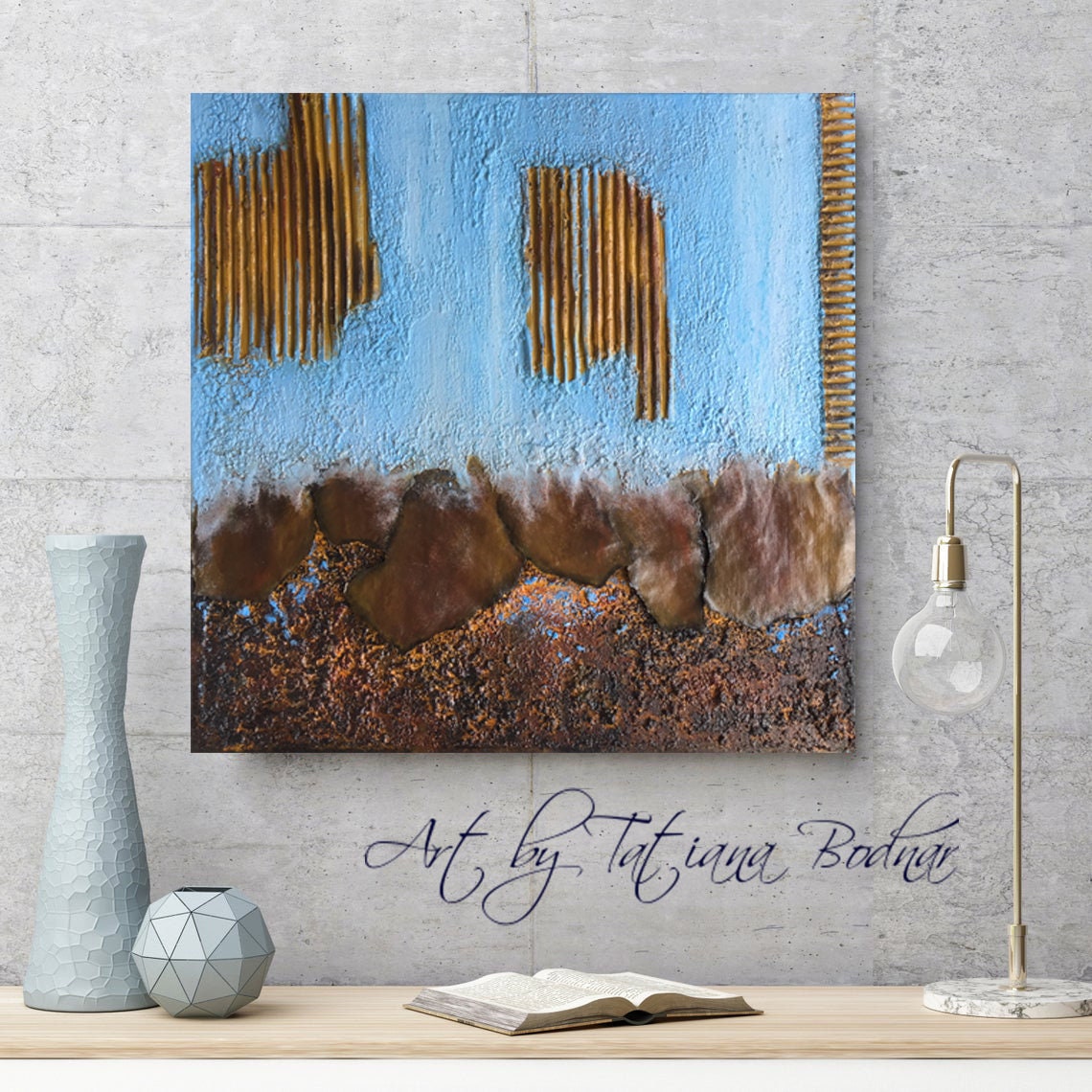 Collage Industrial Style Abstract Painting Original Acrylic Texture Art ...