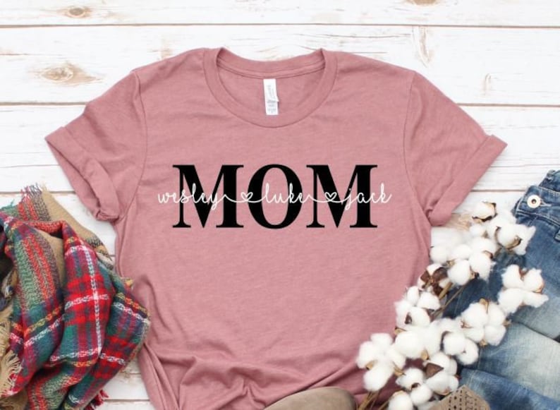 Mom established t-shirt moms with kids names shirt custom | Etsy