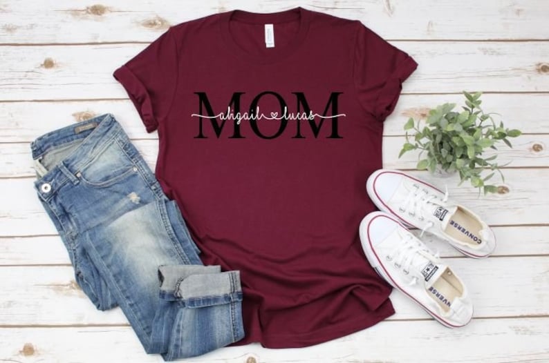 Mom established t-shirt moms with kids names shirt custom | Etsy