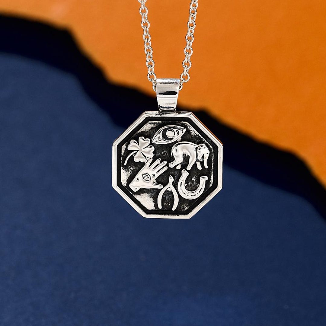 Personalized Good Luck Travel Necklace - Lucky Symbols Pendant ...