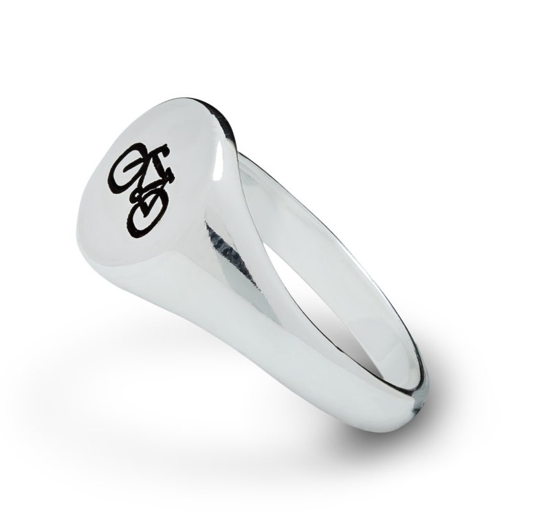 Bicycle Symbol Solid Silver Signet Ring - Men's Pinky Ring for Cyclist ...