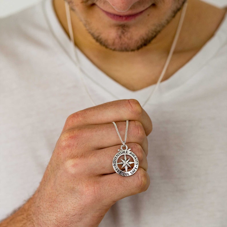 Travel Safe Compass Outline Large Saint Christopher Solid | Etsy