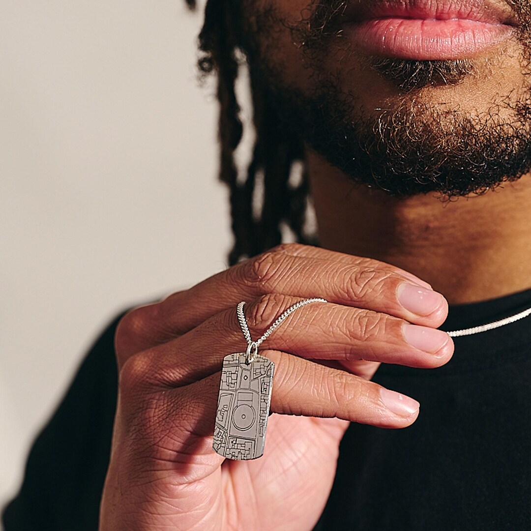 Custom Street Map Dog Tag Necklace: Engraved Sterling Silver Bespoke ...
