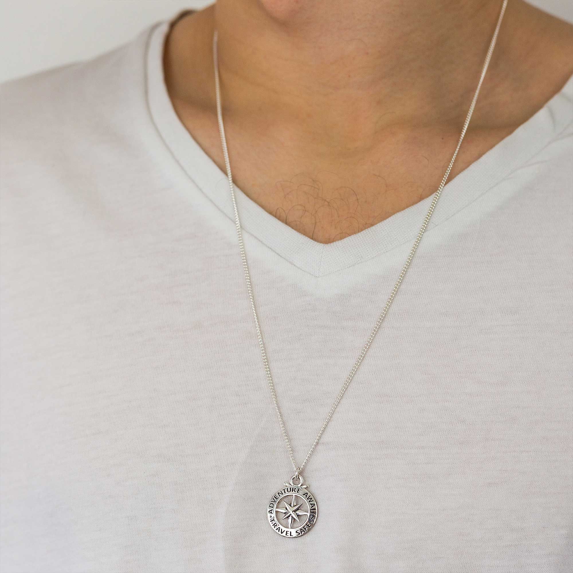 Travel Safe Compass Outline Large Saint Christopher Solid | Etsy