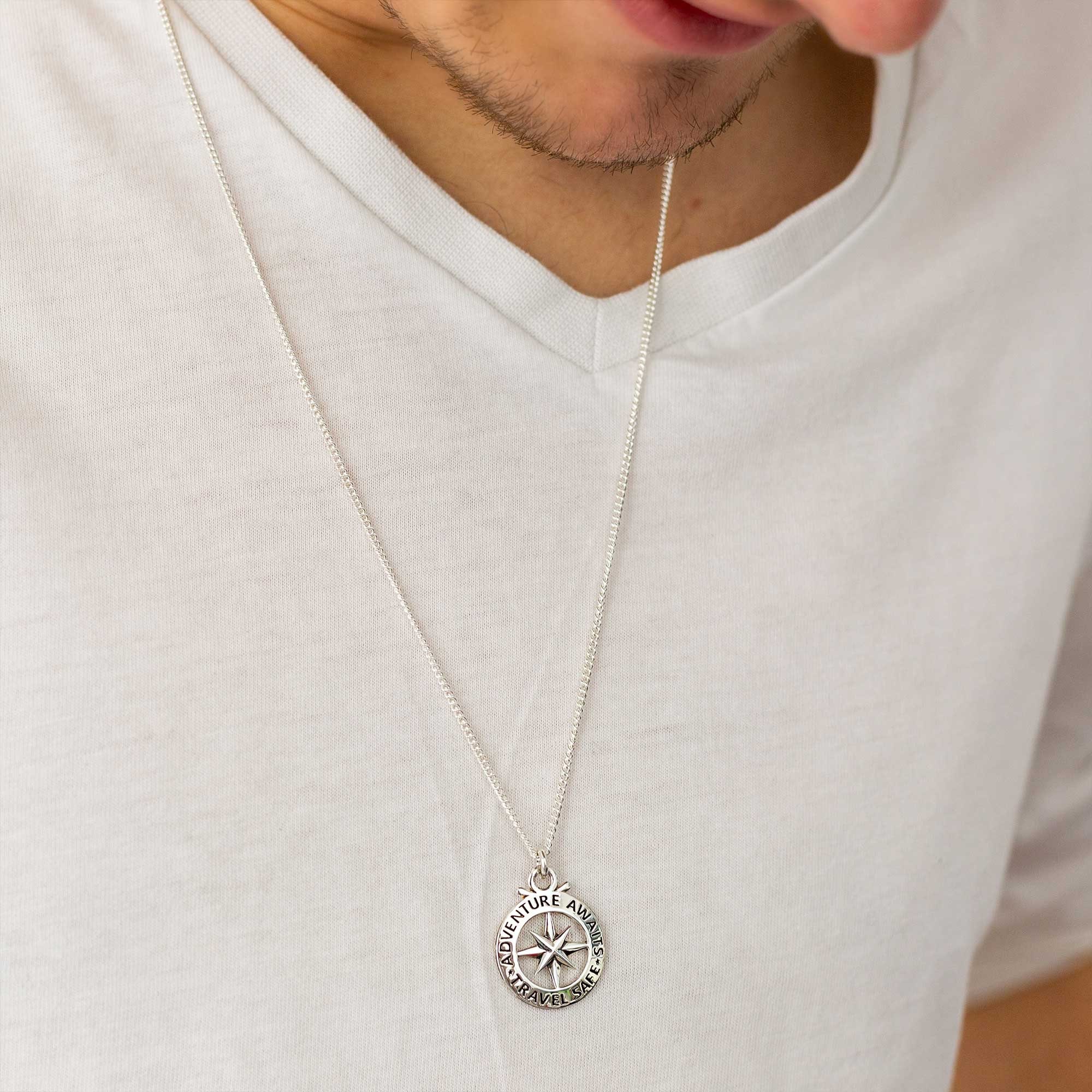 Travel Safe Compass Outline Large Saint Christopher Solid | Etsy