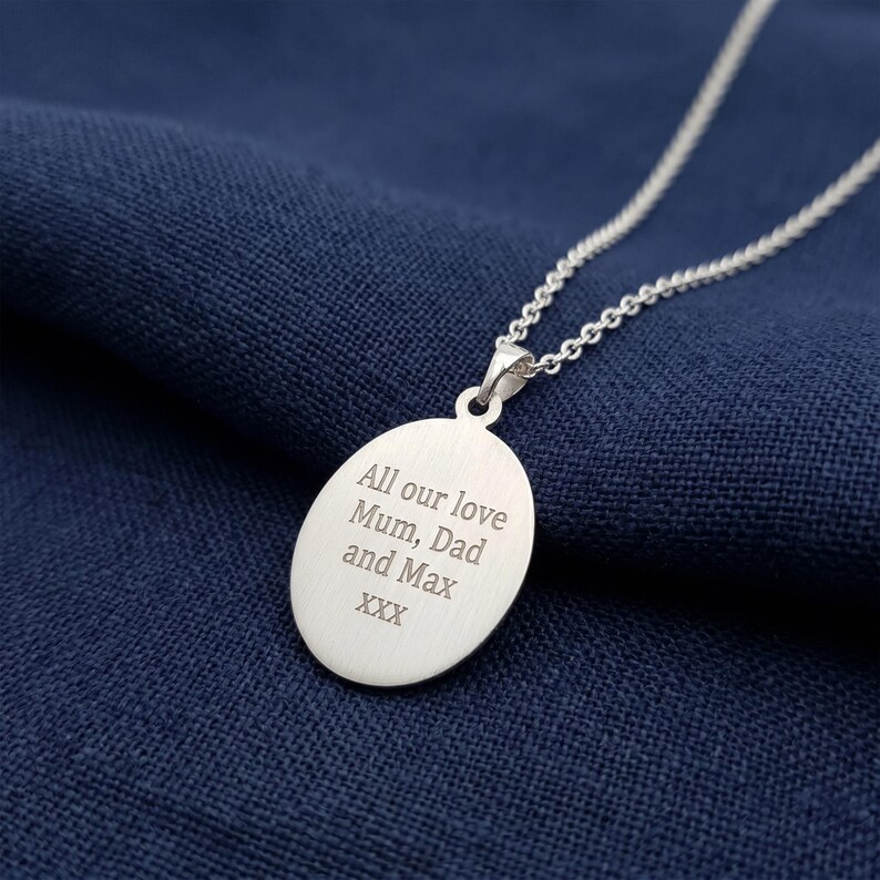 Oval Silver St Christopher Necklace: Engraved St Christopher Pendant ...
