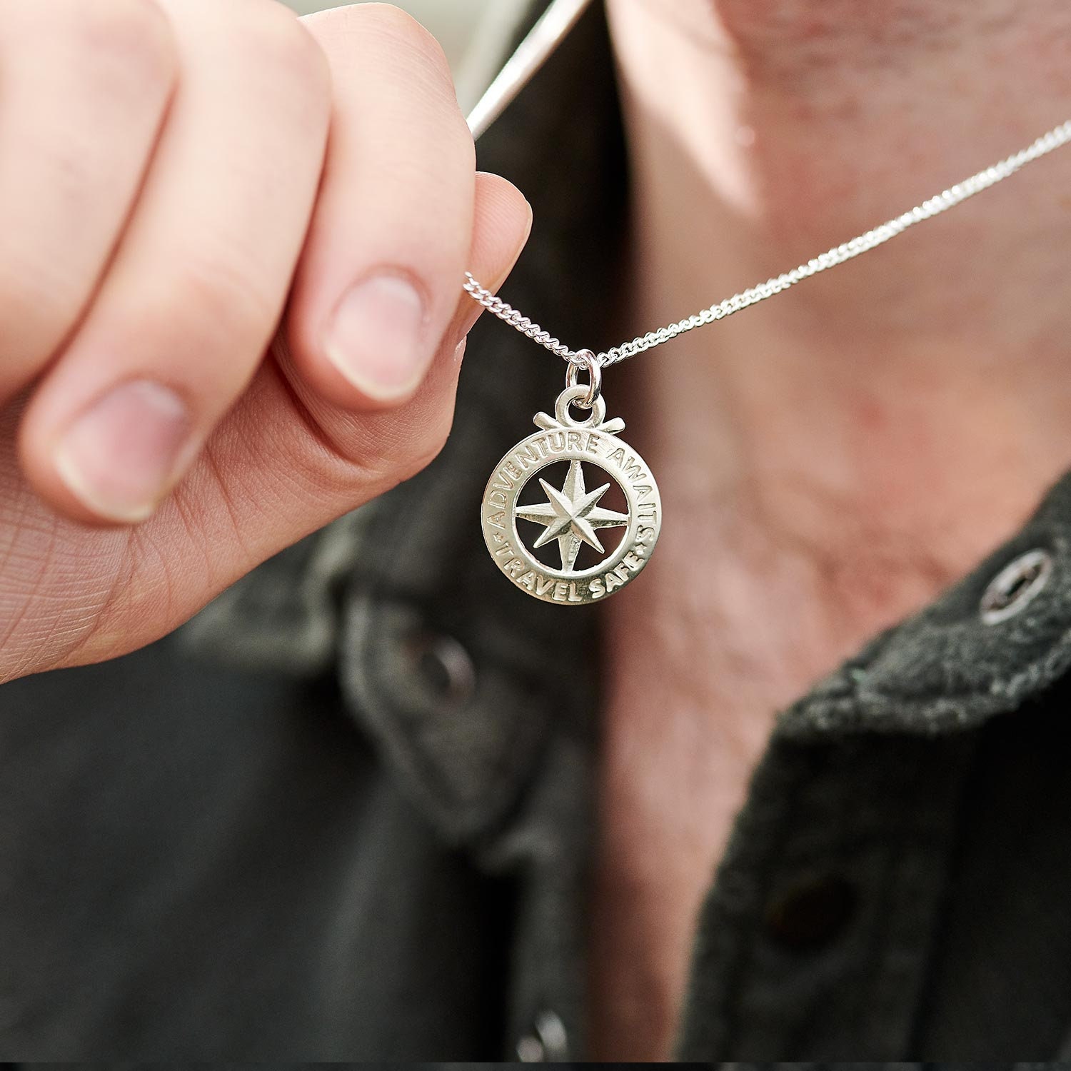 Travel Safe Compass Outline Large Saint Christopher Solid | Etsy