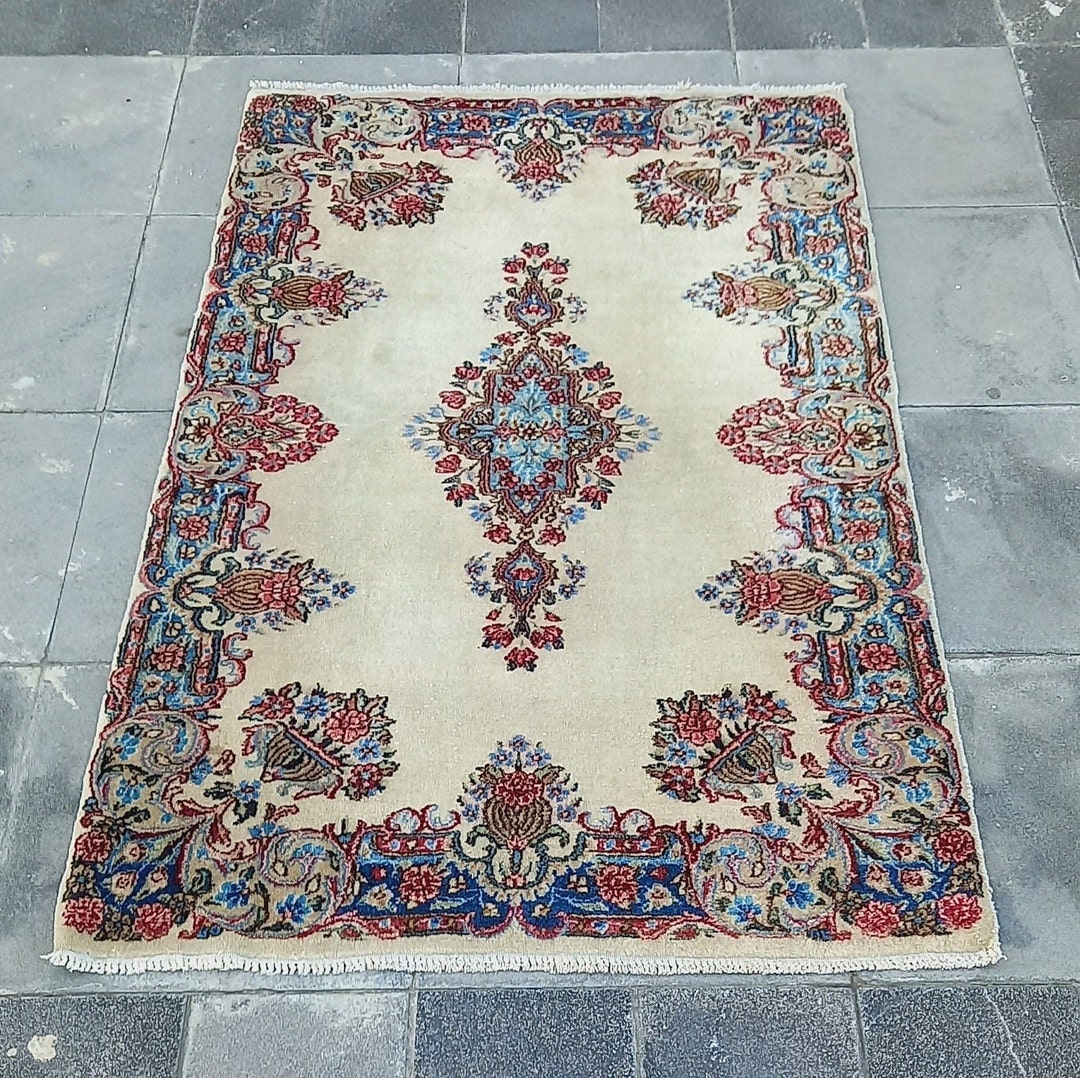 Rug for Bedroom Persian Rug Kerman Rug Antique Rug Cute - Etsy