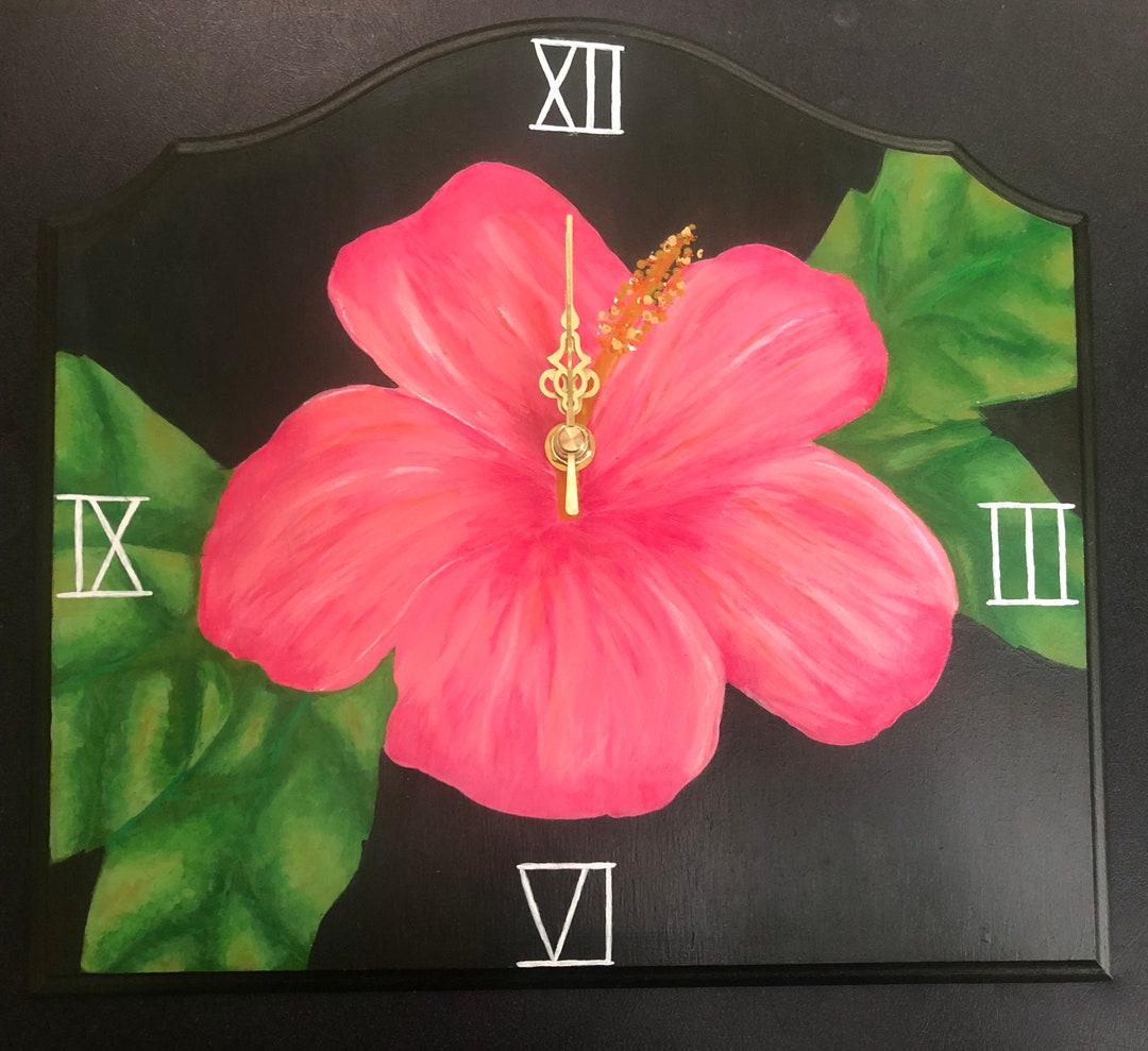 Hibiscus Clock - Etsy
