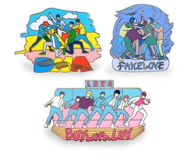Choreo Set 3 BTS Pins DNA, Fake Love, Boy With Luv Bangtan Iconic ...