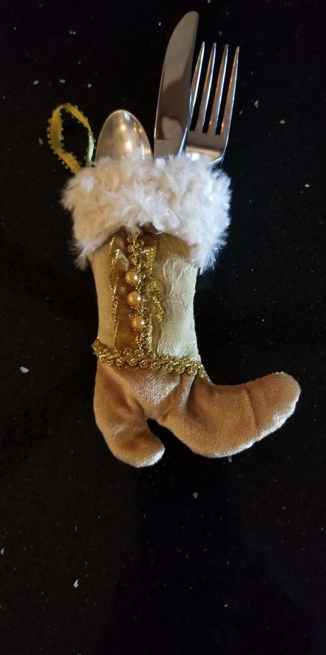 Miniature Victorian Christmas Stocking Silverware Holder Ornament Set ...