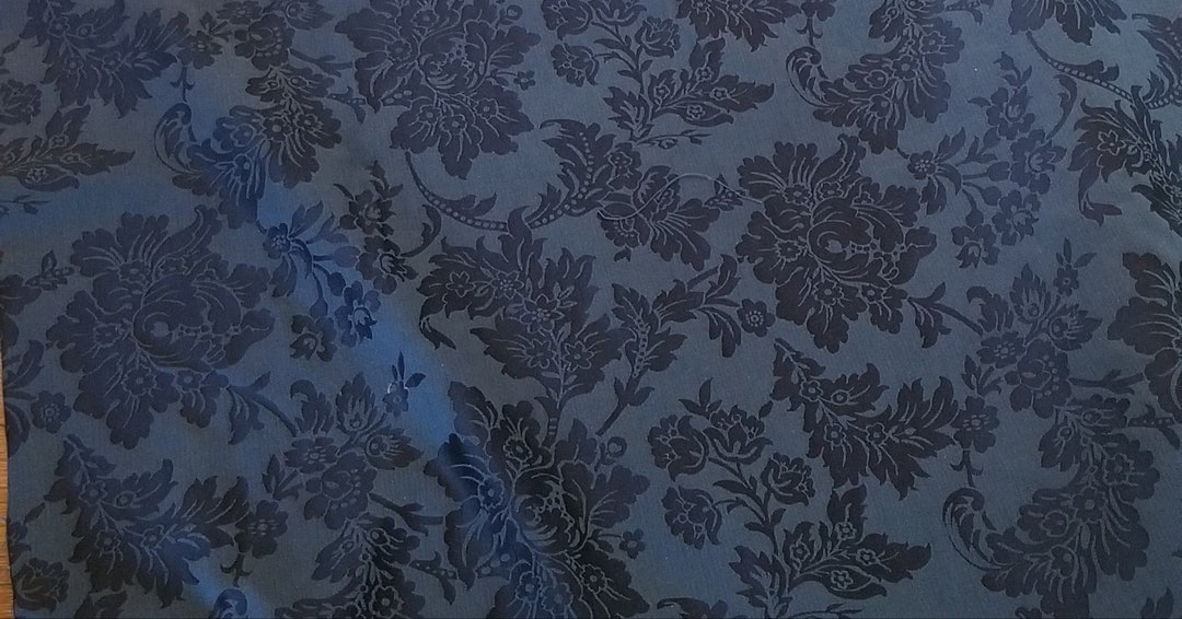 Elegant Ornate Navy Indigo Blue Damask Remnant 2 Yards - Etsy
