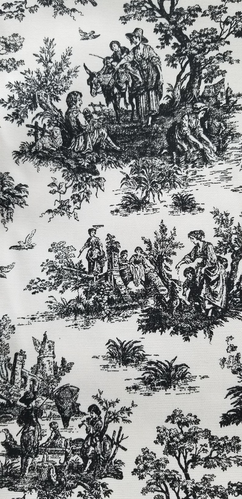 Black and White Rustic Life Toile Fabric 5 Yards 7 Inches - Etsy