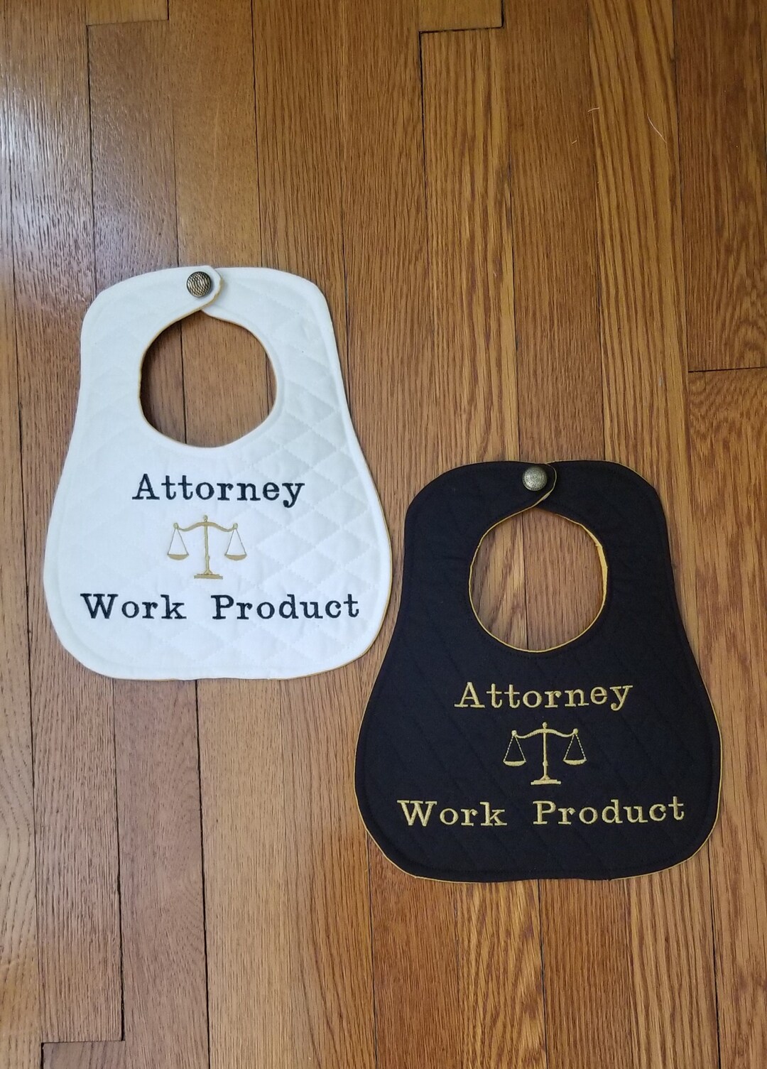 Baby Bib Embroidered With Attorney Work Product and Scales of Justice ...