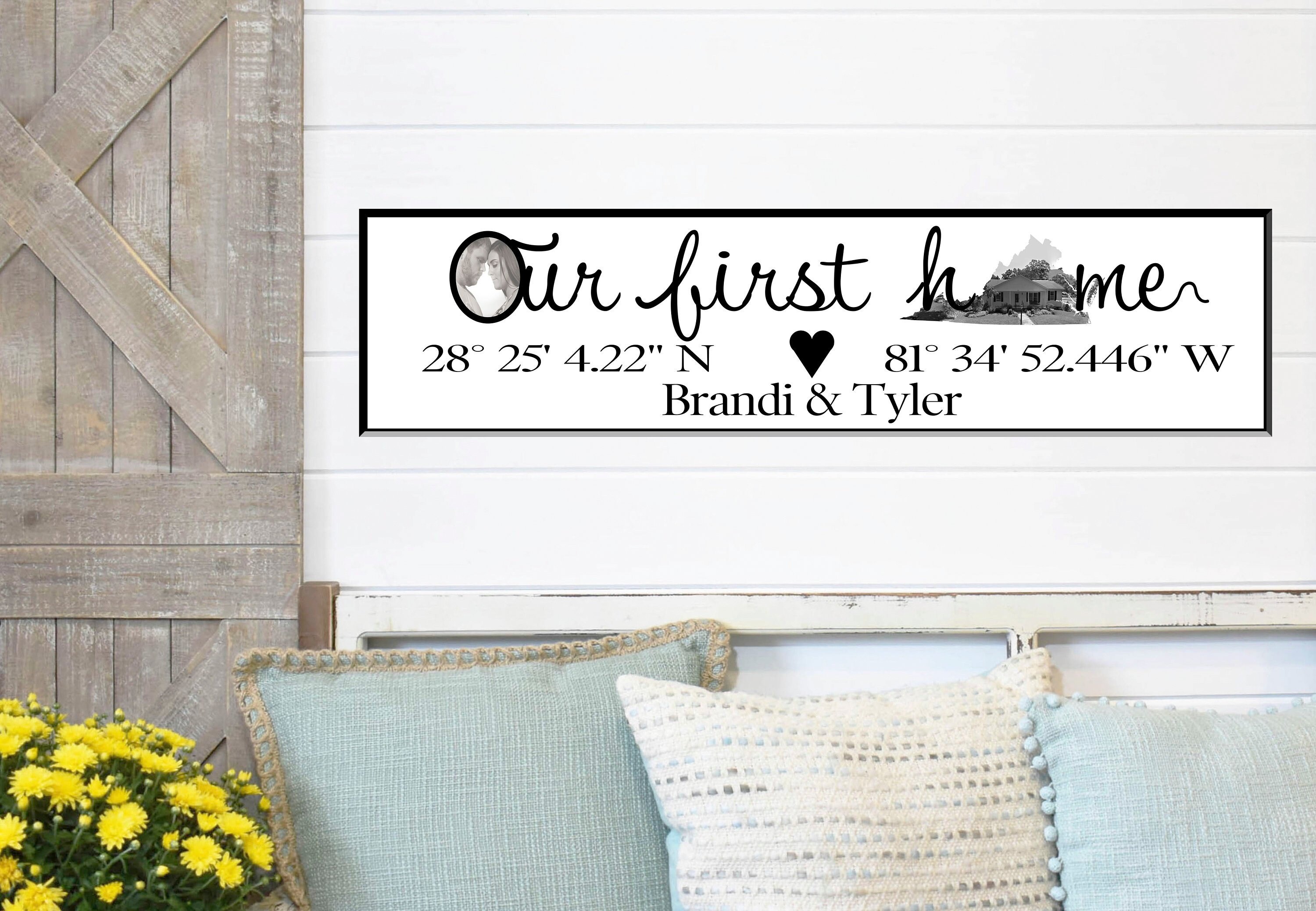 Our Home Coordinates Sign With Photos, Our First Home Sign, Latitude ...