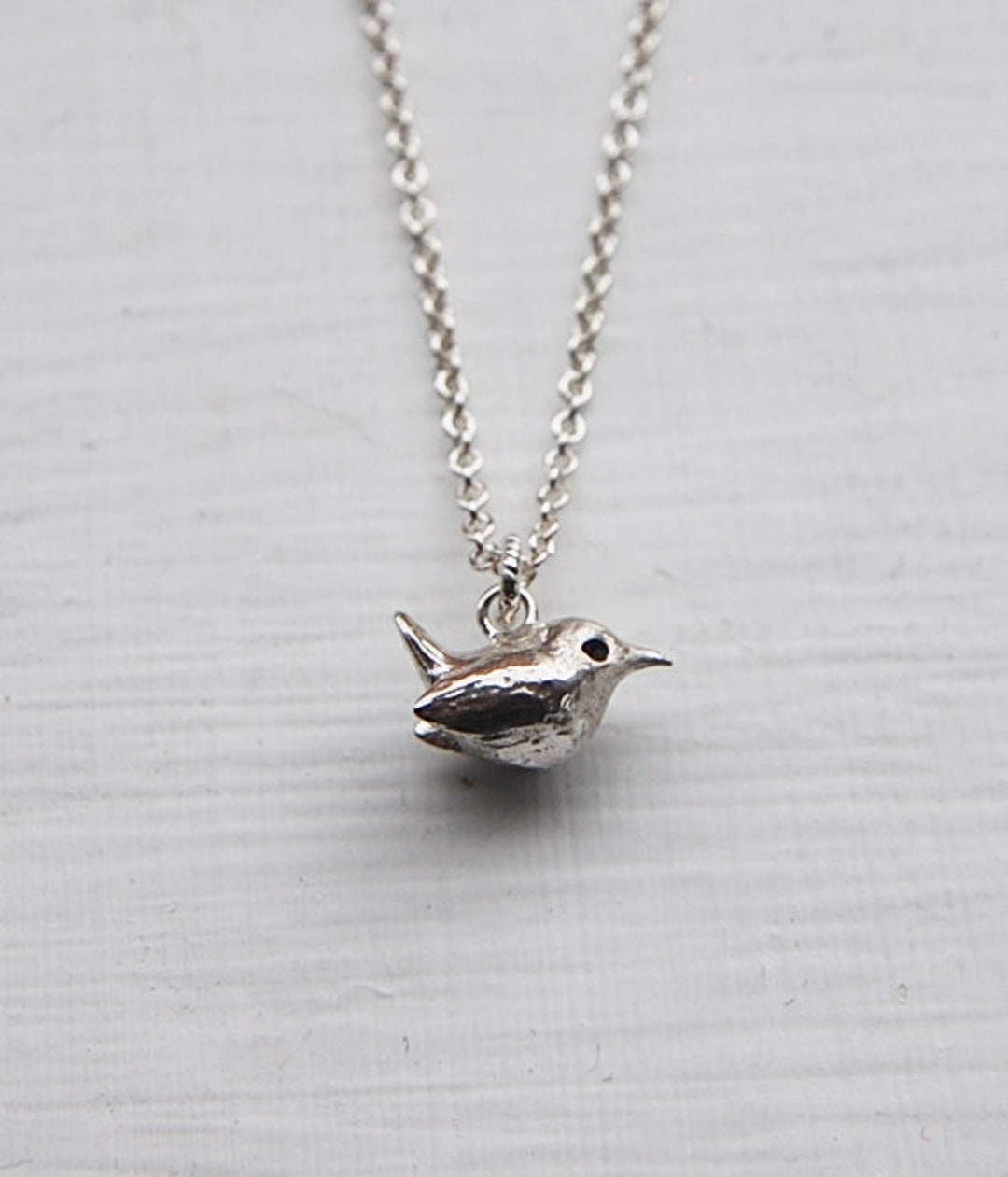 Handmade Wren Necklace, Sterling Silver Wren Necklace, Bird Jewellery ...