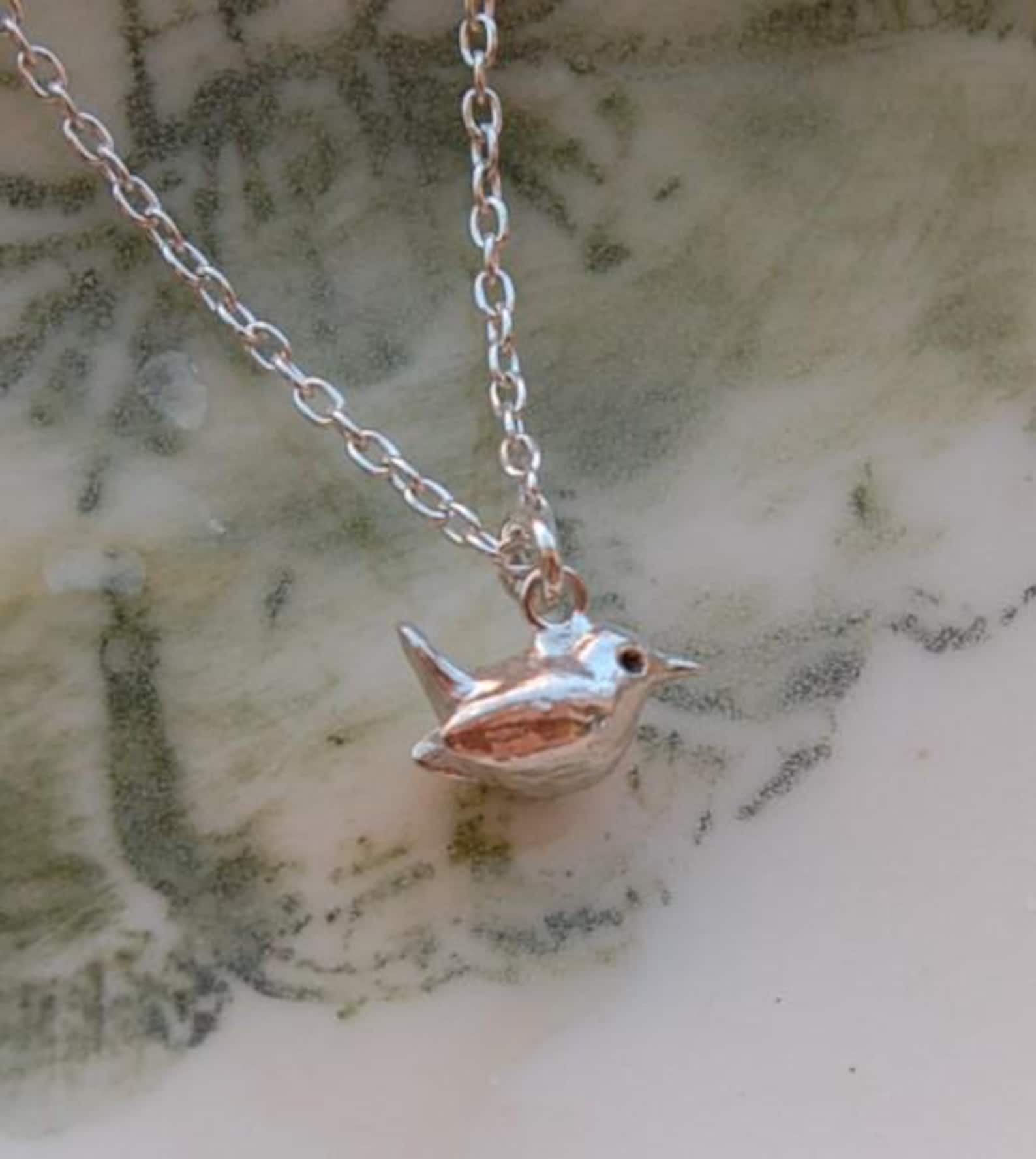 Handmade Sterling Silver Wren Necklace, Bird Jewelry (46cm Chain) - Etsy