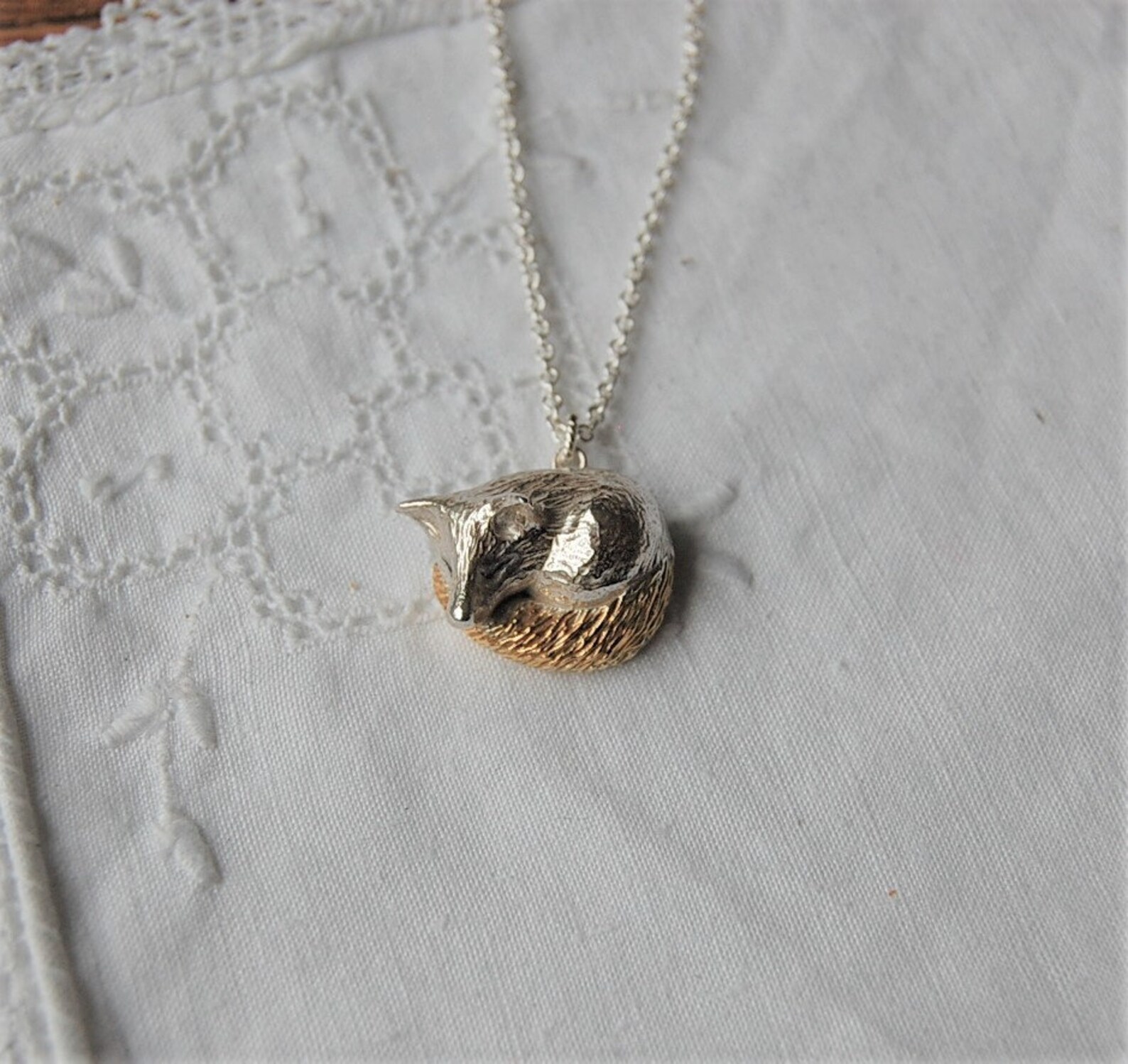 Sleeping Fox Necklace, Sterling Silver Fox, Fox Jewellery - Etsy