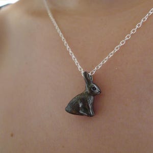 Rabbit Necklace, Bunny Necklace. Rabbit Pendant. Black Rabbit, Bunny ...