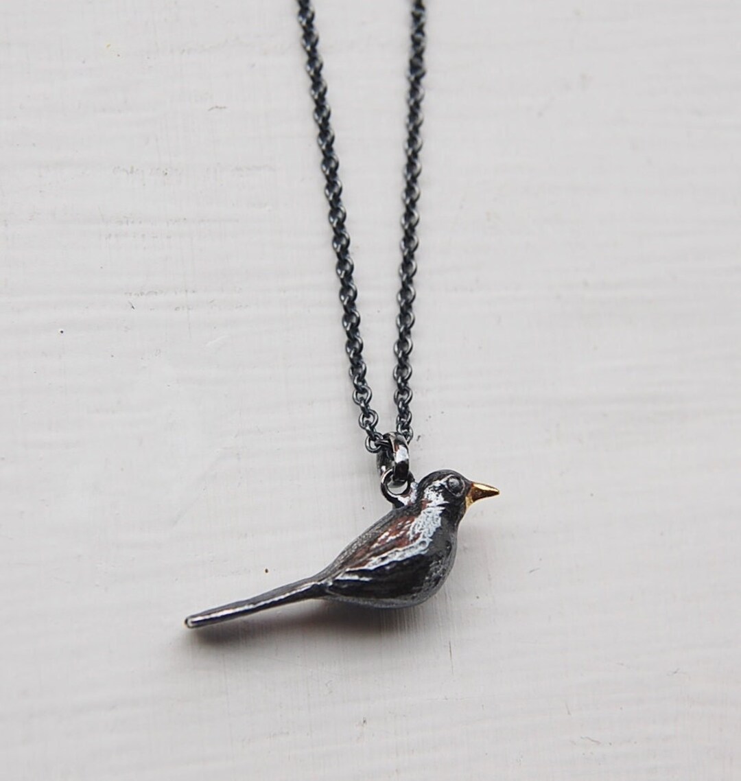 Blackbird Necklace, Sterling Silver Blackbird Necklace, Bird Necklace ...