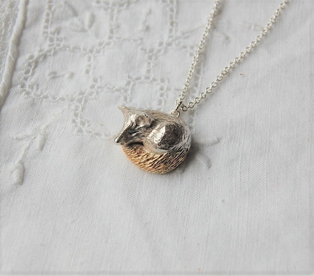 Sleeping Fox Necklace, Sterling Silver Fox, Fox Jewellery - Etsy