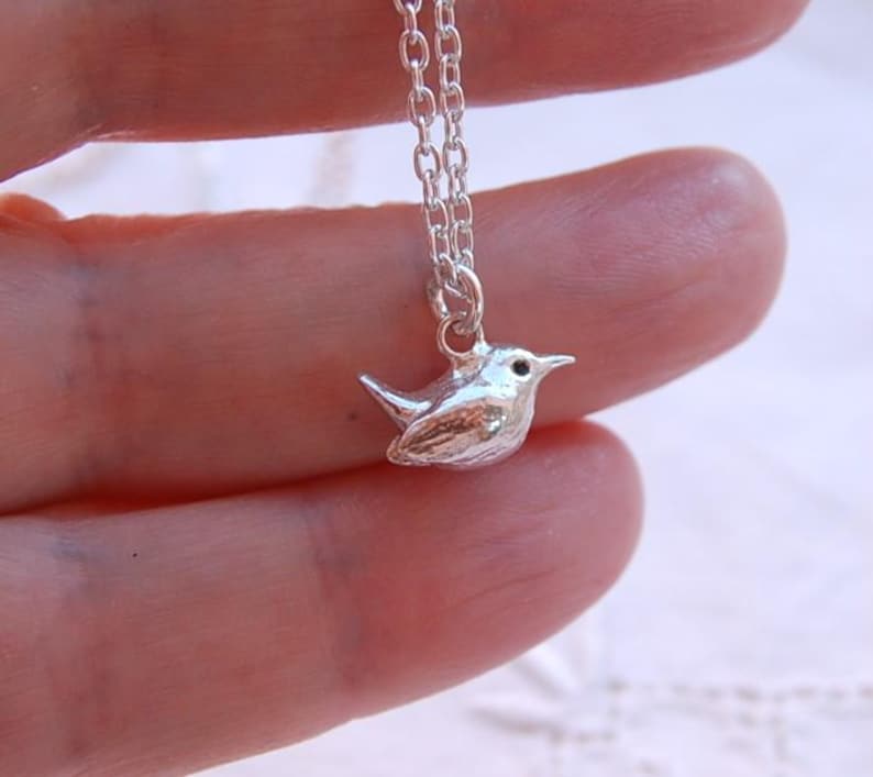 Handmade Sterling Silver Wren Necklace, Bird Jewelry (46cm Chain) - Etsy