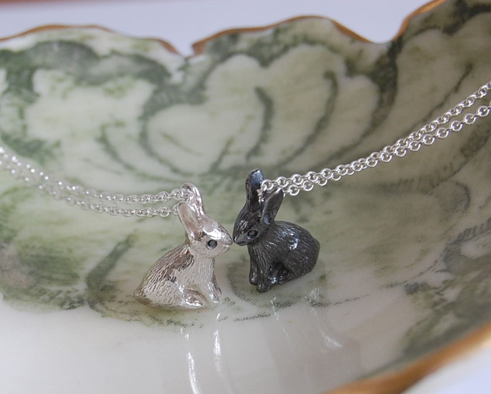 Rabbit Necklace, Bunny Necklace. Rabbit Pendant. Black Rabbit, Bunny ...
