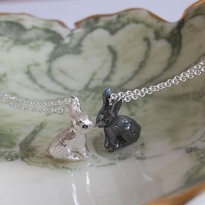 Rabbit Necklace, Bunny Necklace. Rabbit Pendant. Black Rabbit, Bunny ...