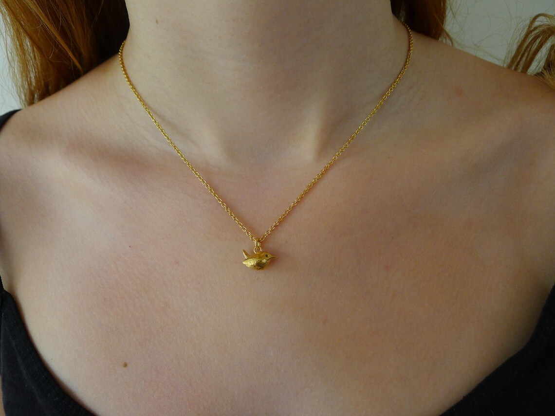 Handmade 24ct Gold Dipped Wren Necklace, Bird Jewellery - Etsy