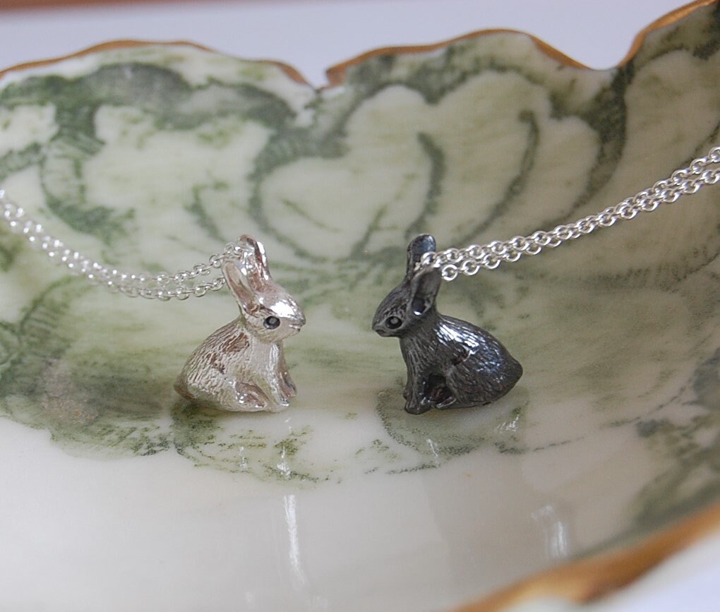 Solid Silver Rabbit Pendant Necklace, Bunny Jewelry (2cm) - Etsy