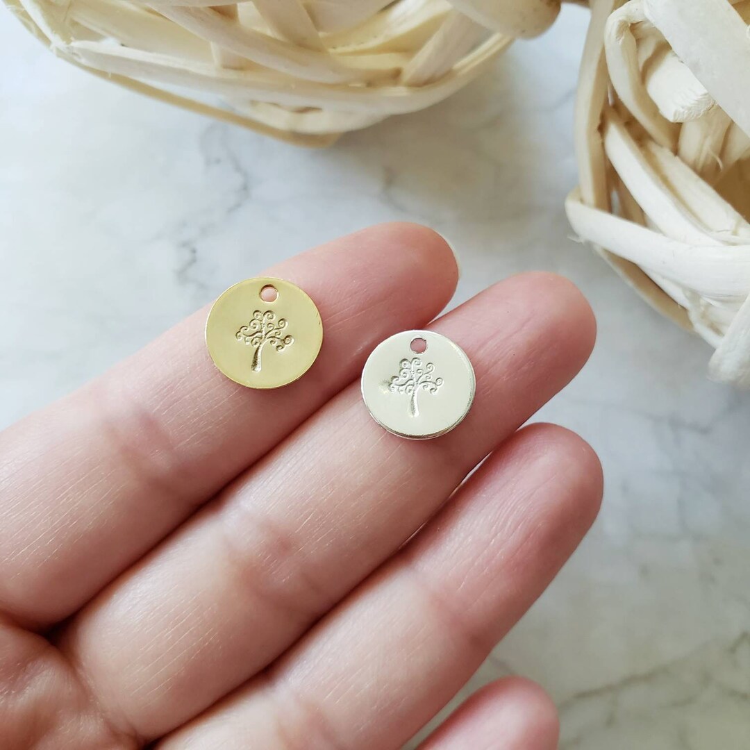 Hand Stamped Tree of Life Charm: Personalized 12mm Disc - Etsy UK
