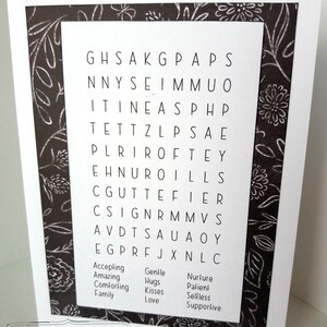 Mother's Day Word Search Card | Fun Mothers Day Card for Mom | Word ...