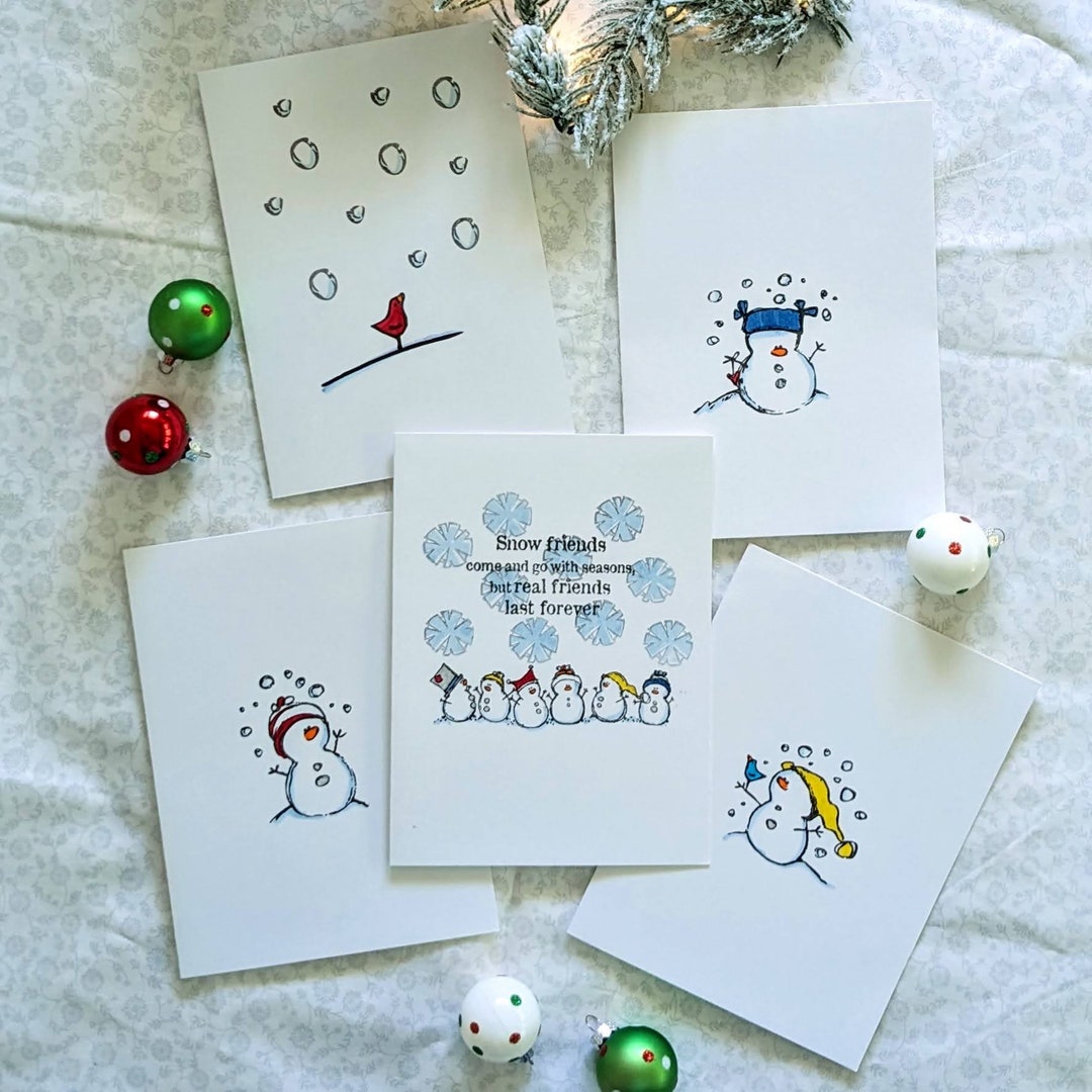 Winter Wonderland Snowman 5 Card Set | Customized Greeting Snowman Card ...