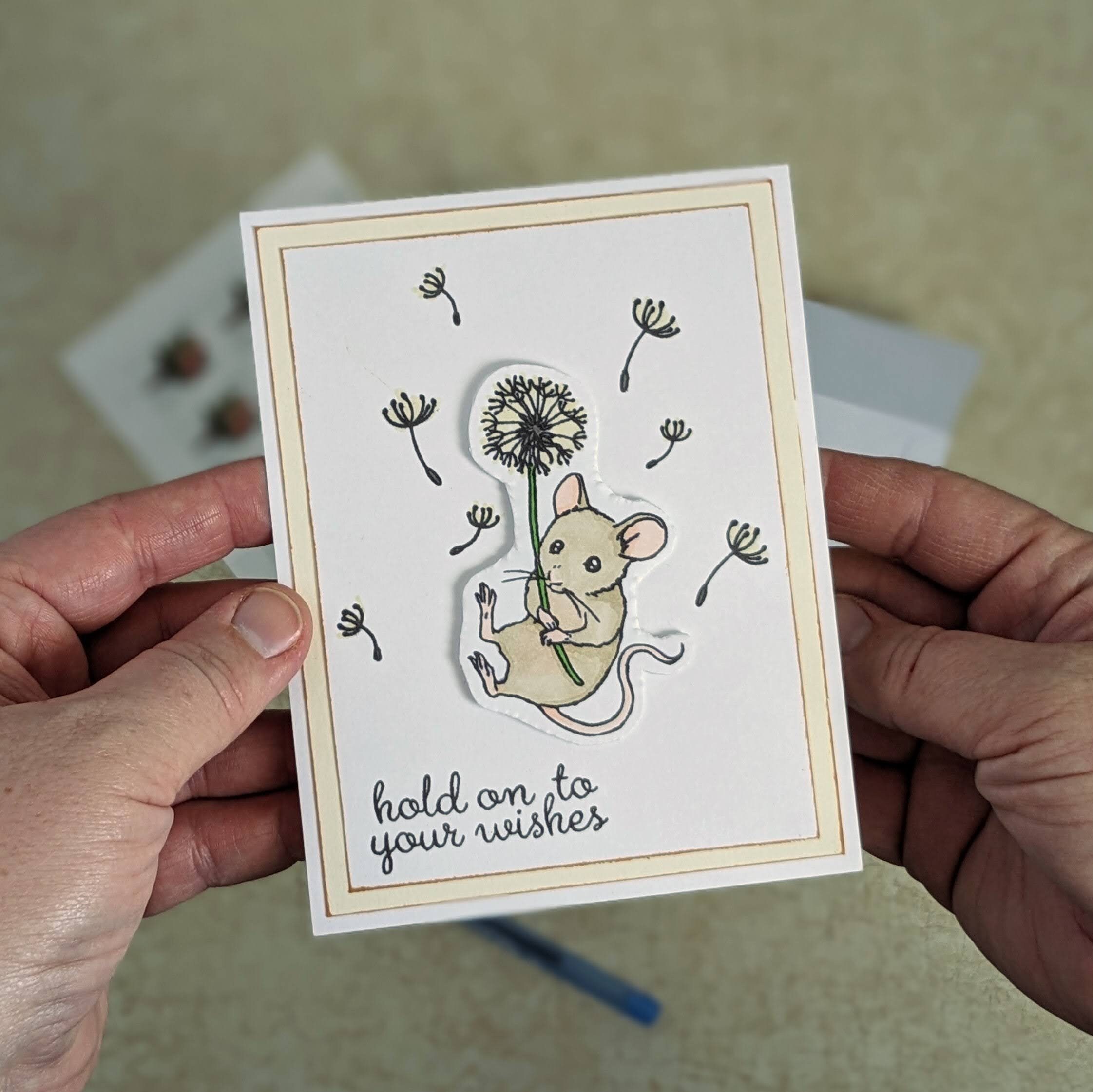 Little Brown Mouse Wishes Greeting Card | Farmhouse Dandelion Fluff ...