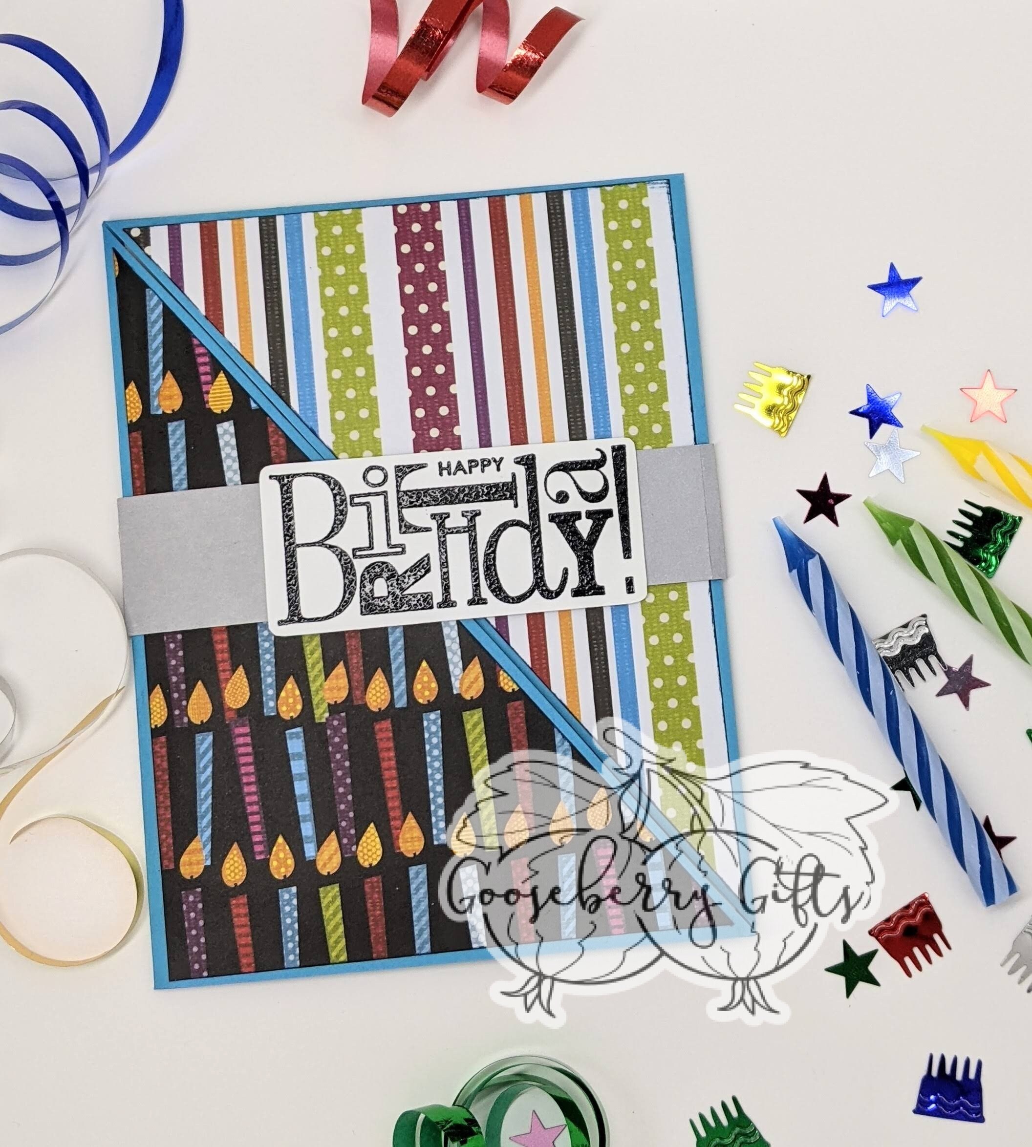 Masculine Birthday Card | Diagonal Fold Style Celebration Card | Unique ...