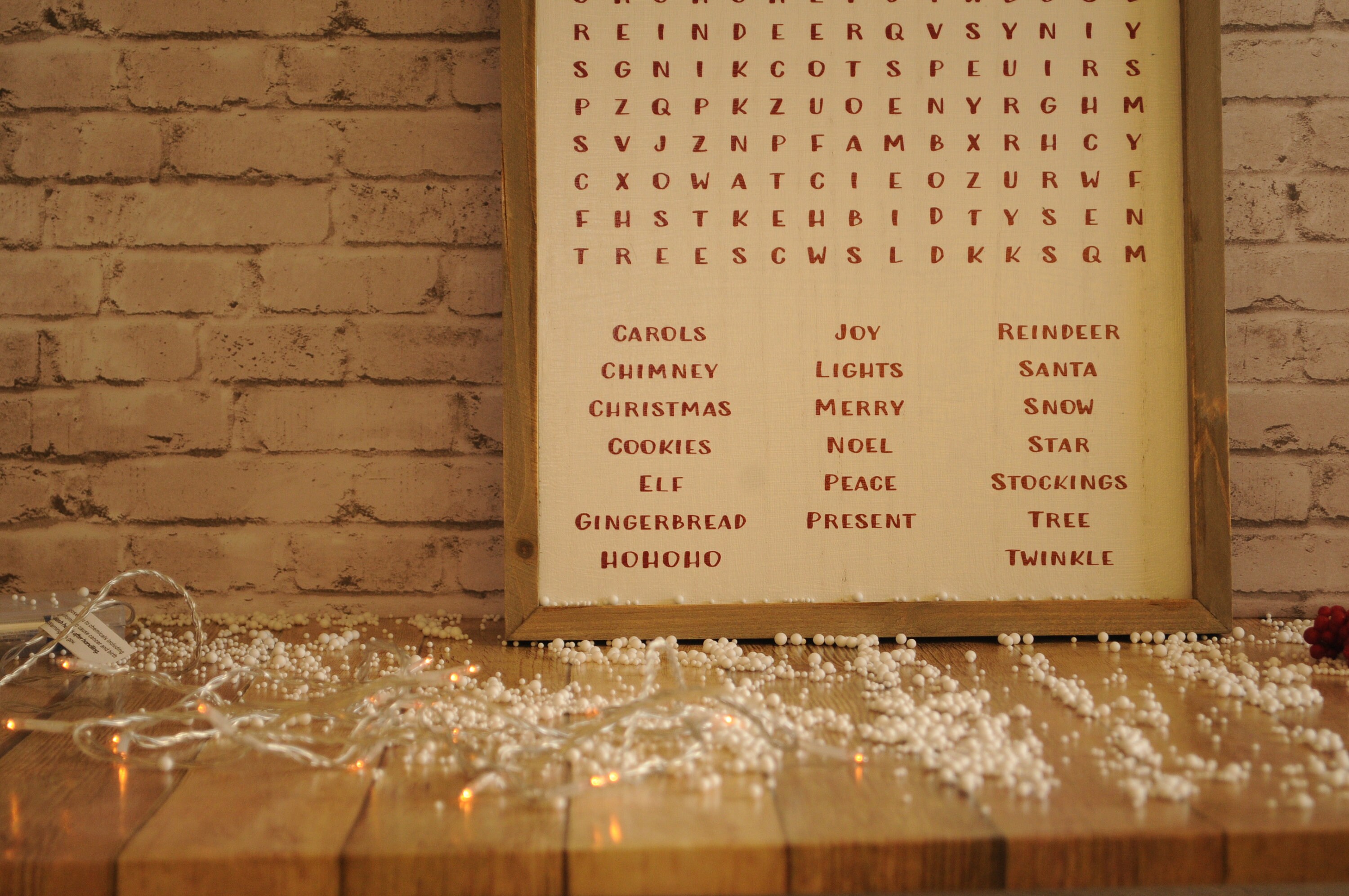 Christmas Spirit Word Search Wall Decor | Festive Farmhouse Red and ...