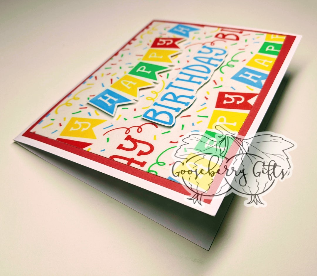 3D Handmade Happy Birthday Banner Tissue Paper Card | Bright Multi ...