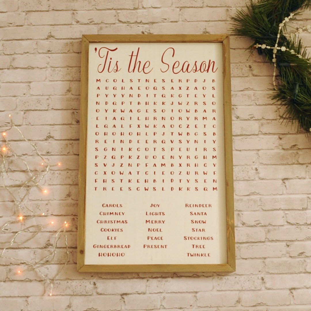 Christmas Spirit Word Search Wall Decor | Festive Farmhouse Red and ...