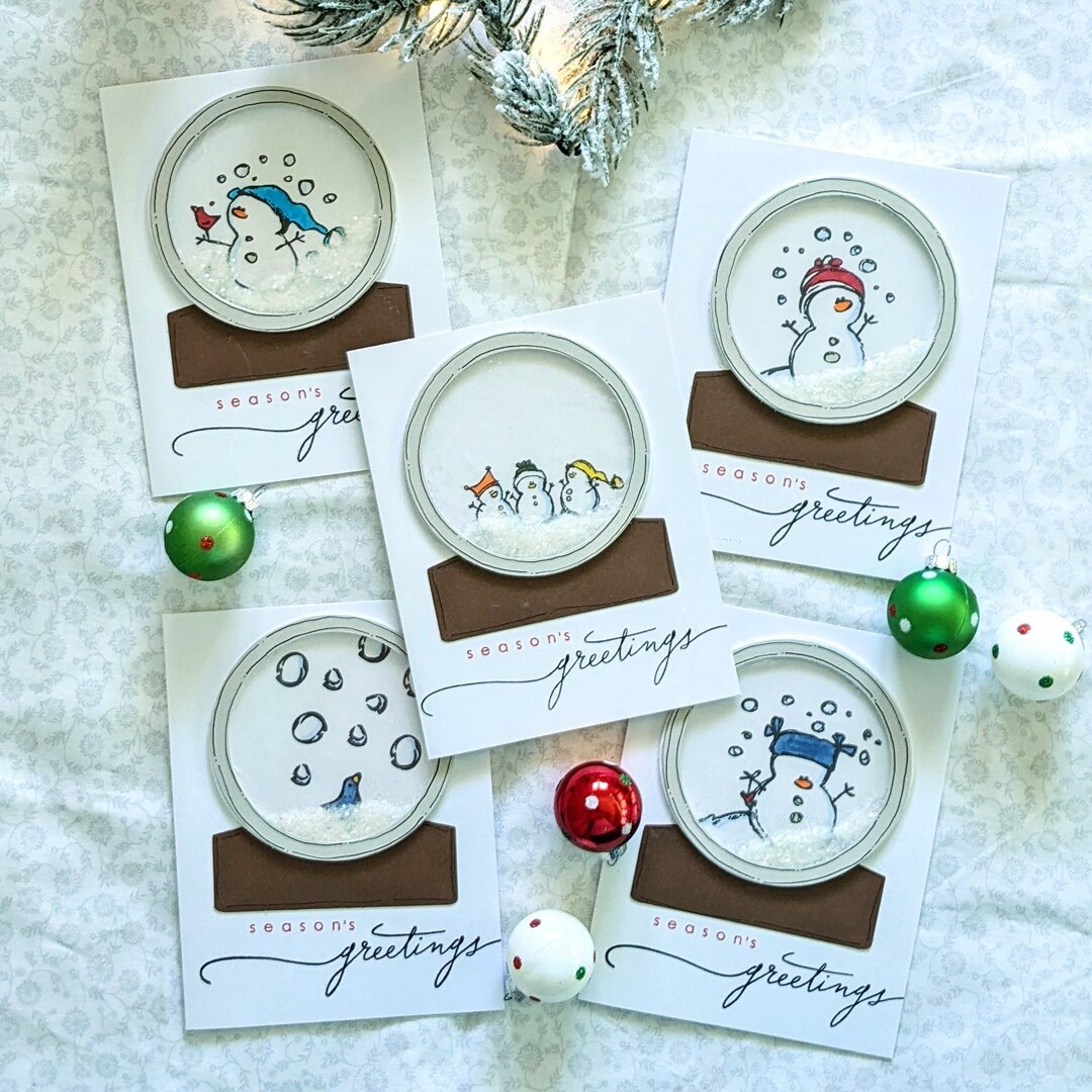 Interactive Snowman Shaker 5 Card Set | Winter Wonderland Snow Globe ...