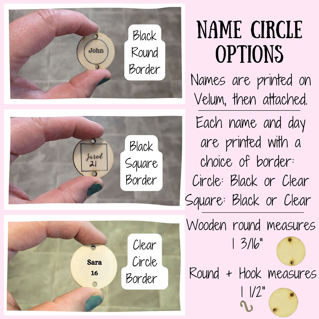 Additional Wooden Round Names for Family Birthday Wall Calendar ...