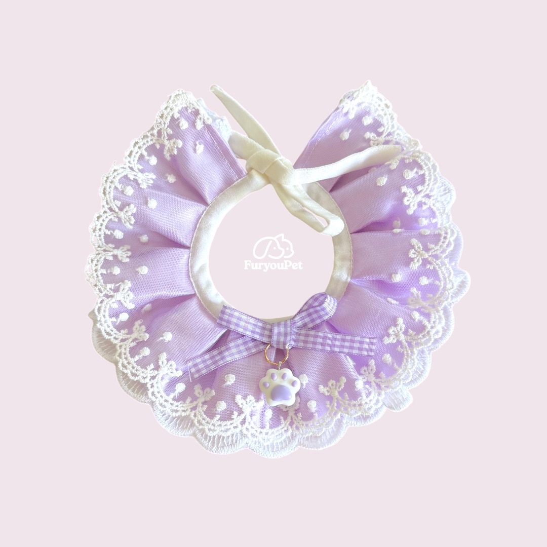 Personalized Royal Lavender Lace Cat Collar Pearl Charm for Cat and Dog ...