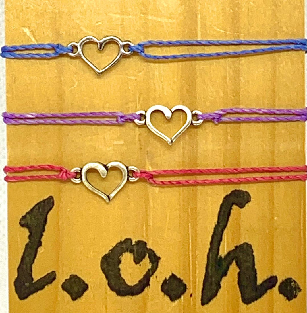 Small Open Heart Bracelet, Loh Bracelets, Wax Polyester - Etsy