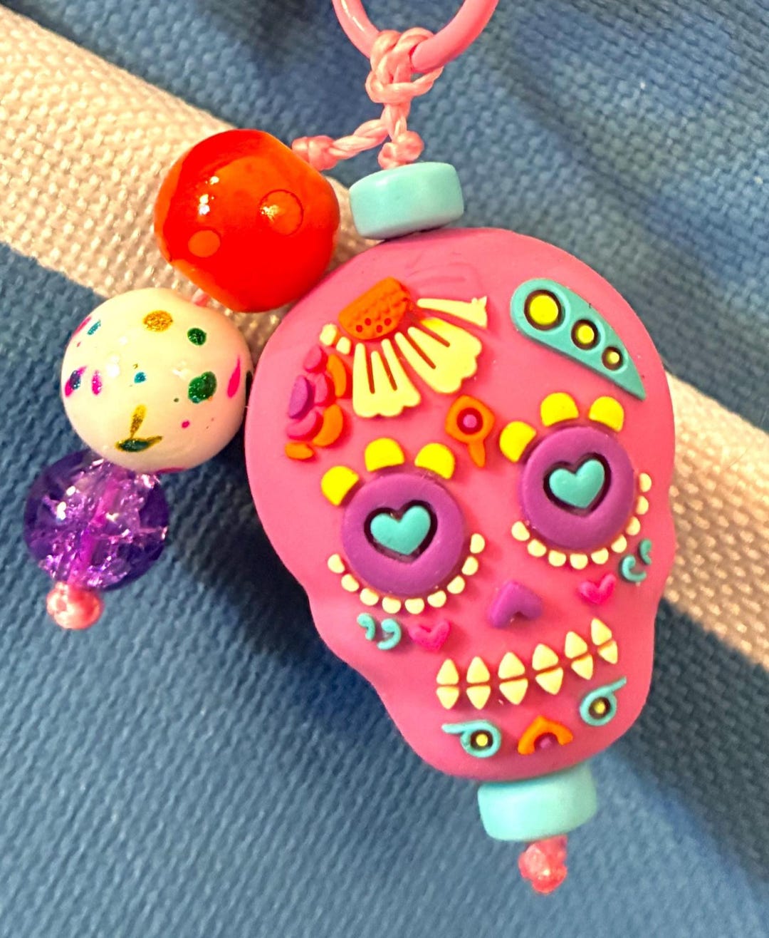 Sugar Skull Zipper Pull, Loh Bracelets, Wax Polyester, Jacket Charm ...
