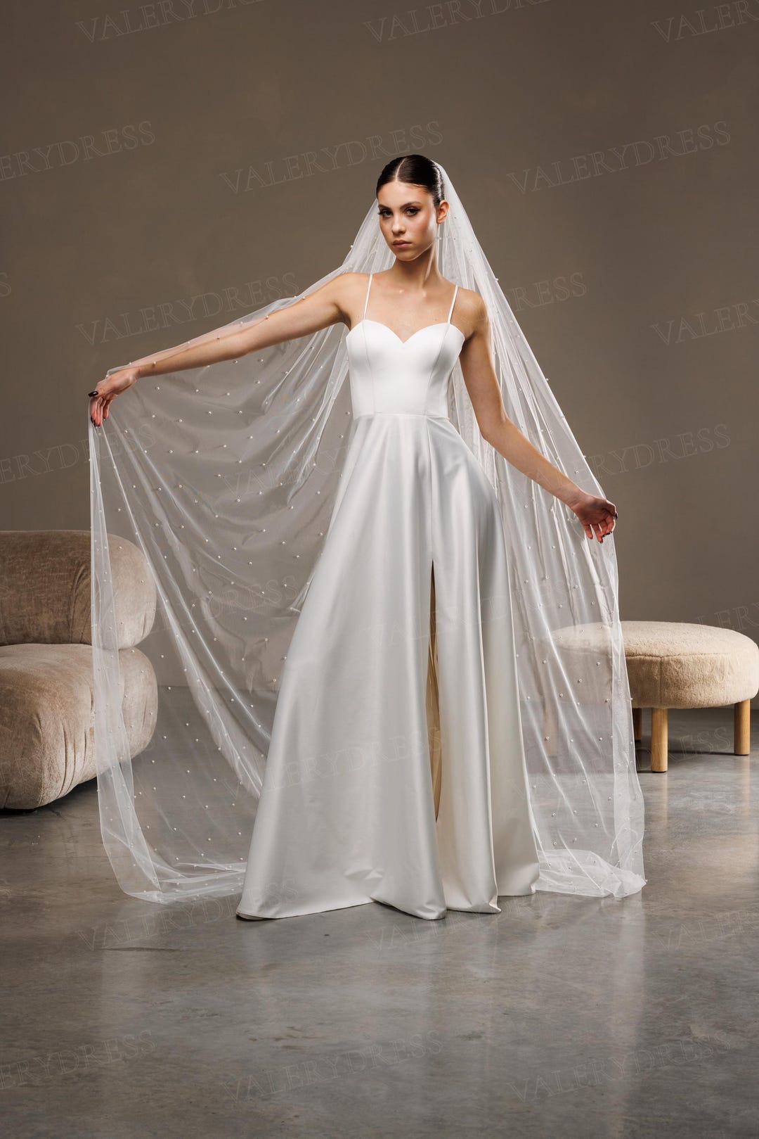Pearl Edge Bridal Veil Hand Strung Multi Color, Ivory White Champagne ...