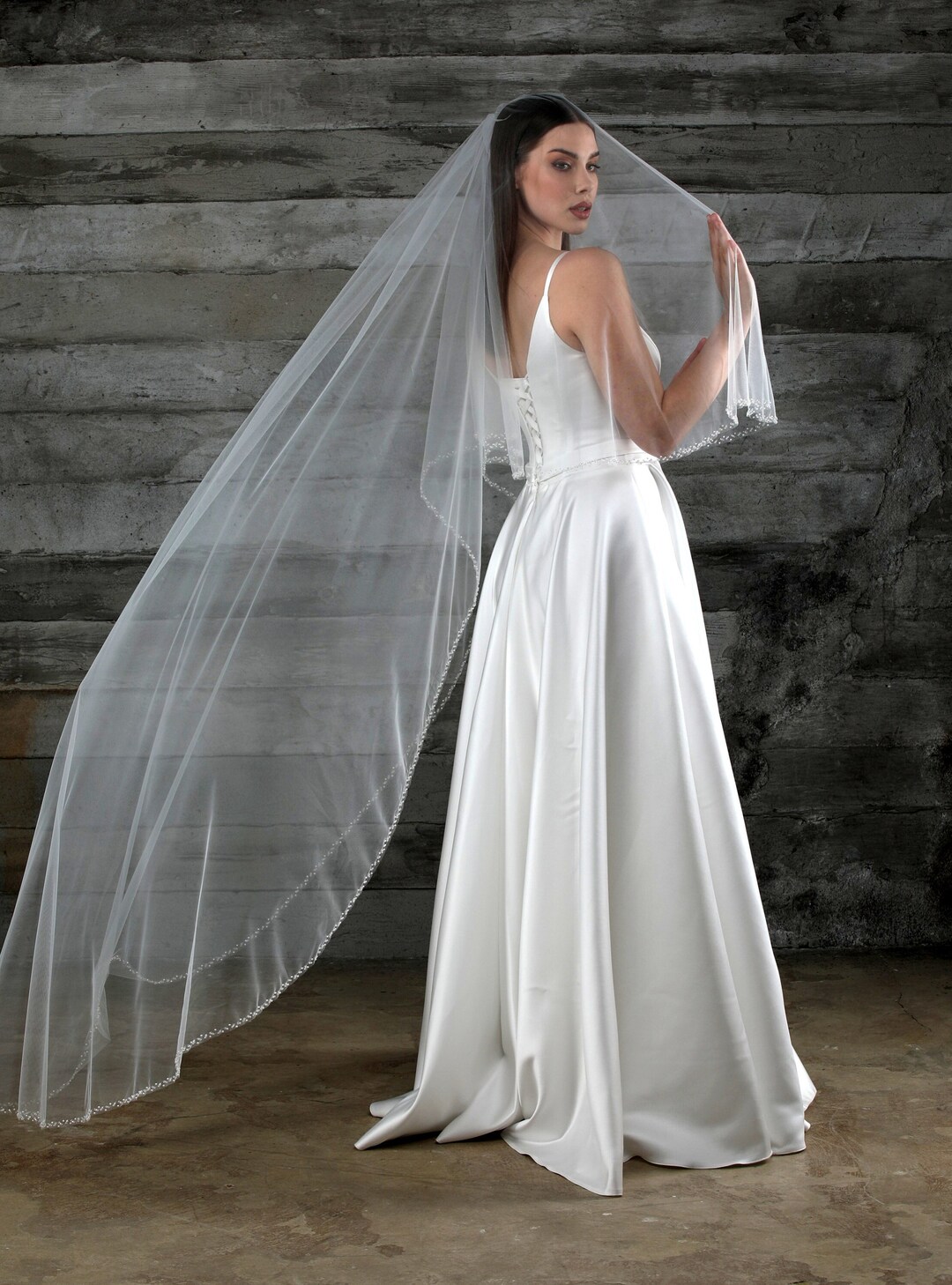 Veil Beaded Edge, Custom Veil, Wedding Cathedral, Custom Bridal Veils ...